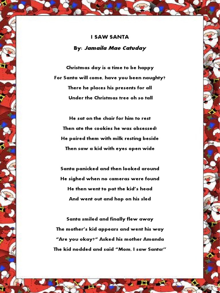 English Poem I Saw Santa | PDF
