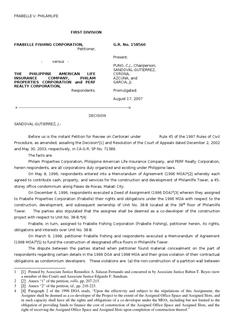 First Division Frabelle Fishing Corporation, G.R. No. 158560 | PDF ...