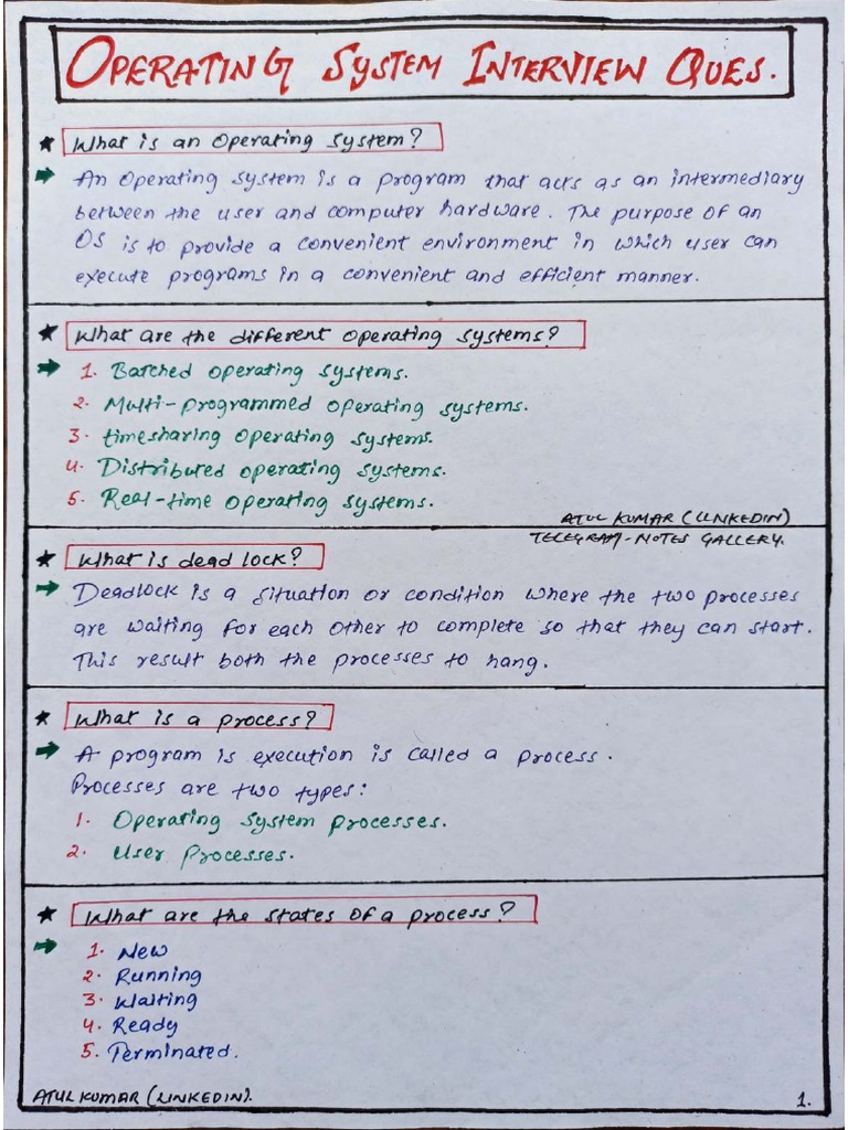 Operating System Interview Questions | PDF