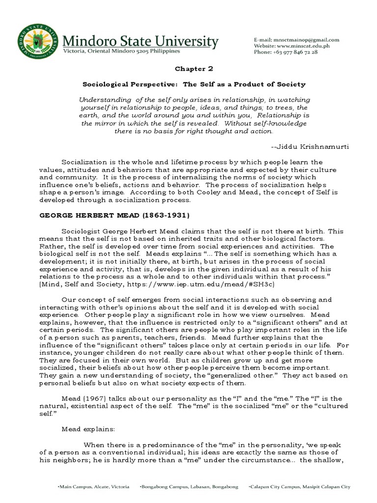 Mead's Theory of Self Development | PDF | Socialization | Self Concept