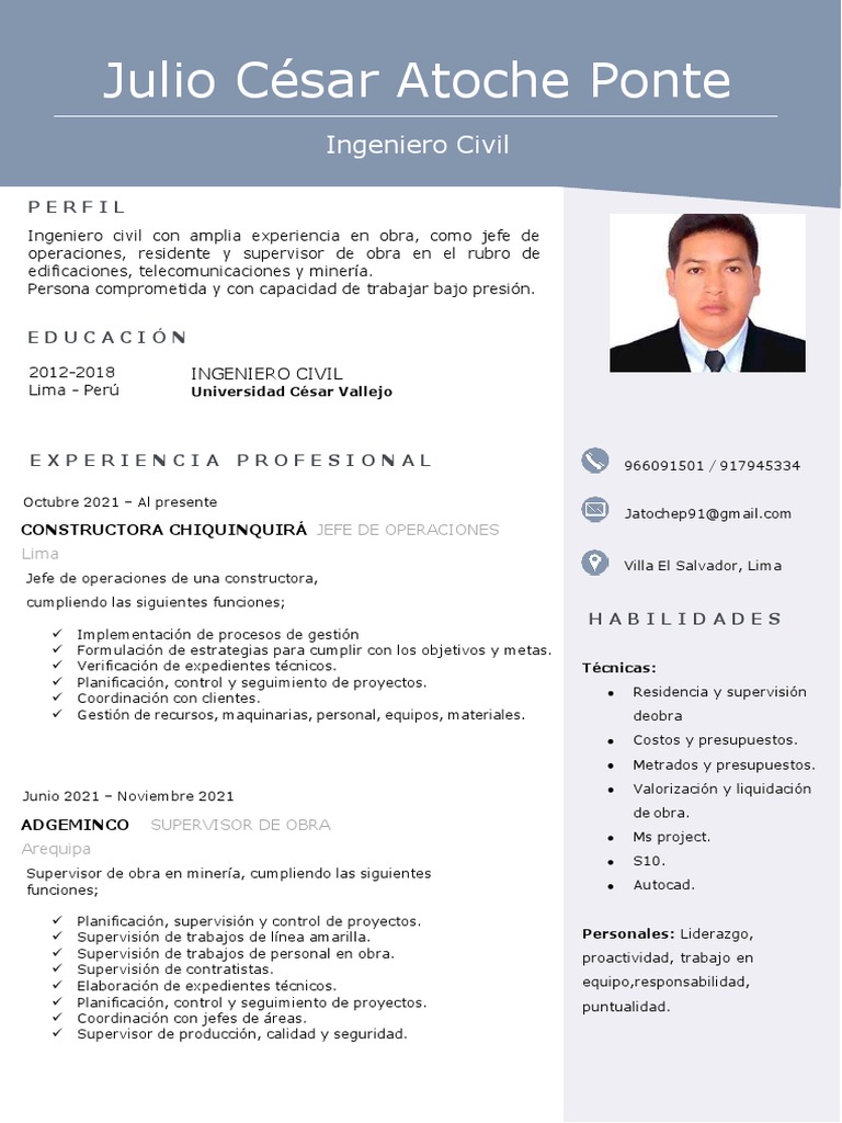 Julio César Atoche Ponte CV Documentado-2 | PDF | Presupuesto | Lima