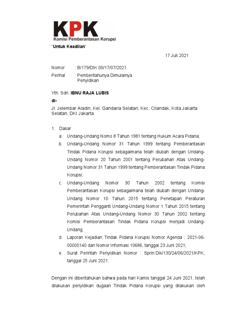 Pemberitahuan SPDP | PDF