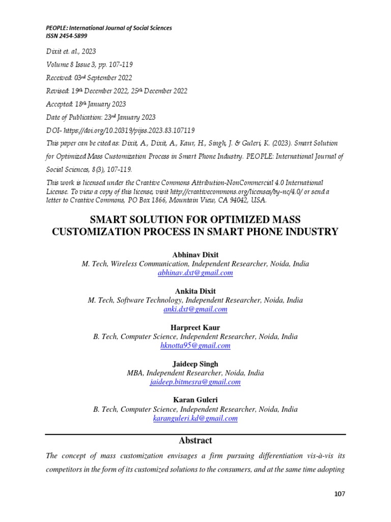 Smart Solution For Optimized Mass Customization Process in Smart Phone ...