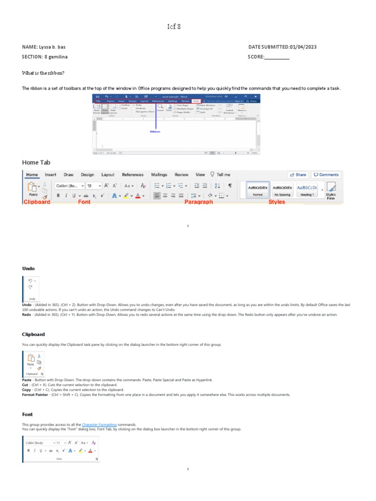 Icf - 8 Ribbon | PDF | Note (Typography) | Microsoft Excel