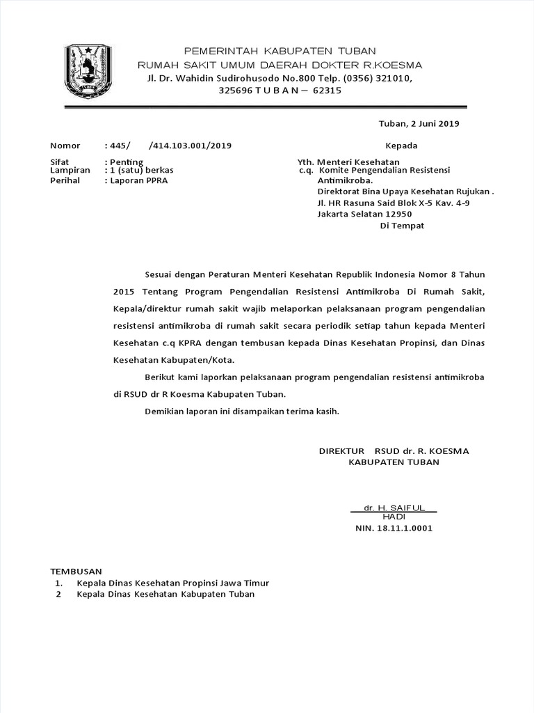 PDF Surat Laporan Ppra Ke Kpra Kemenkes | PDF