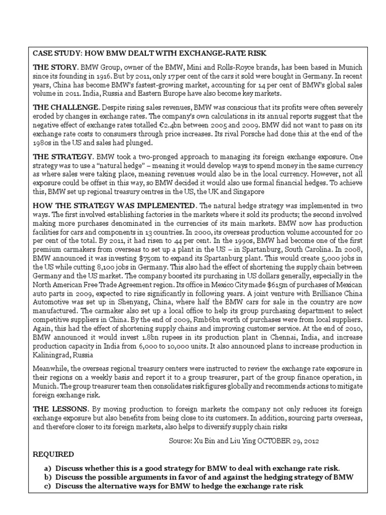 Case Study On BMW PDF | PDF | Hedge (Finance) | Bmw