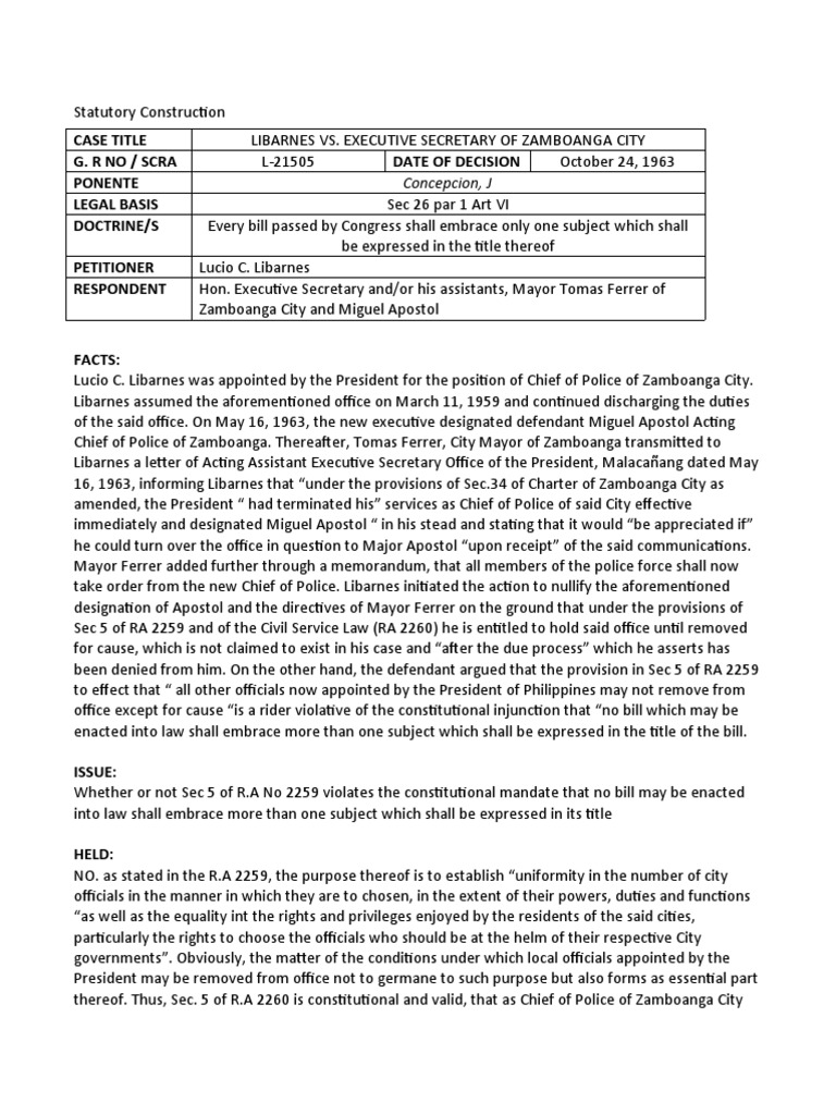 Libarnes vs. Executive Secretary of Zamboanga | PDF | Justice | Crime & Violence