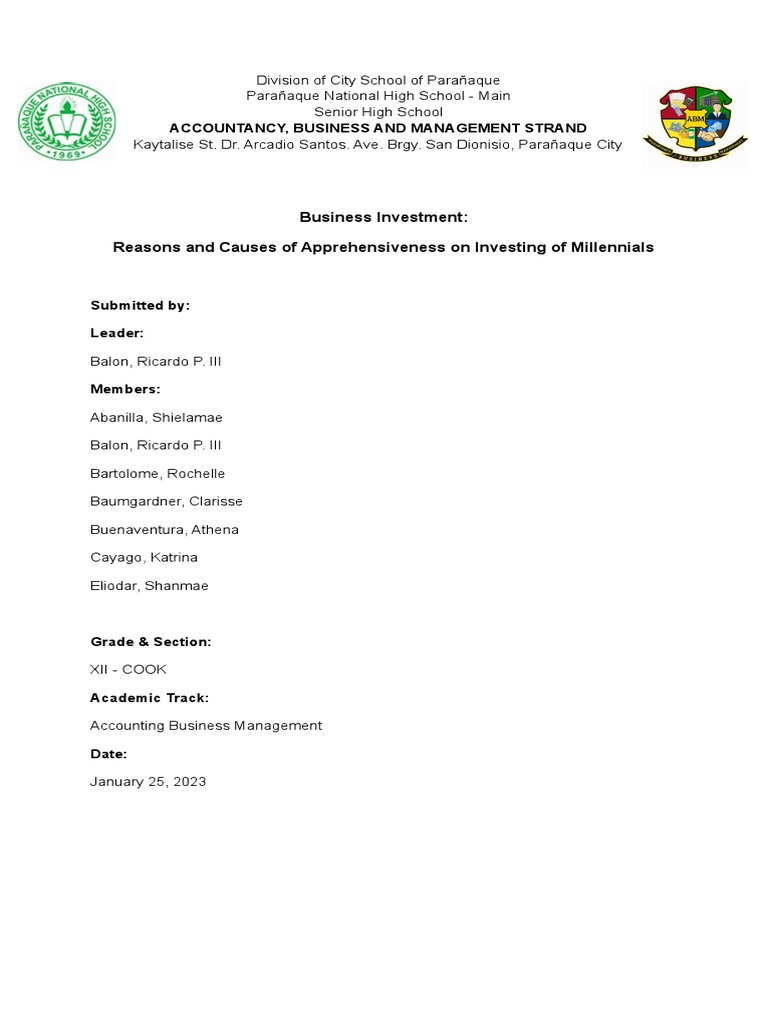 Chapter 1 Practical Research-1 | PDF | Investing | Millennials