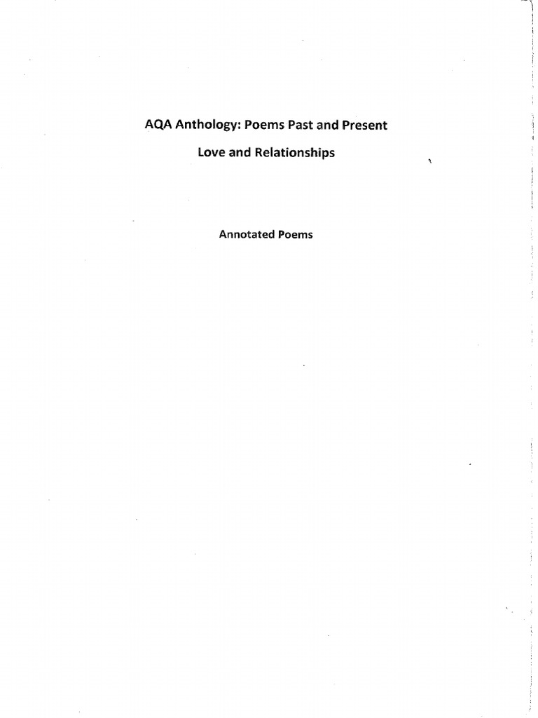 Love and Relationships - Annotated Poems | PDF