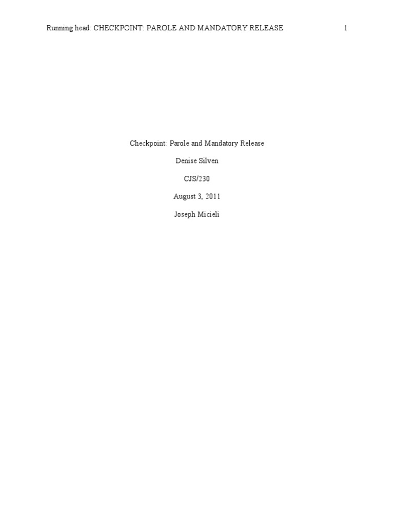 Checkpoint Parole and Mandatory Release | PDF | Parole | Misconduct