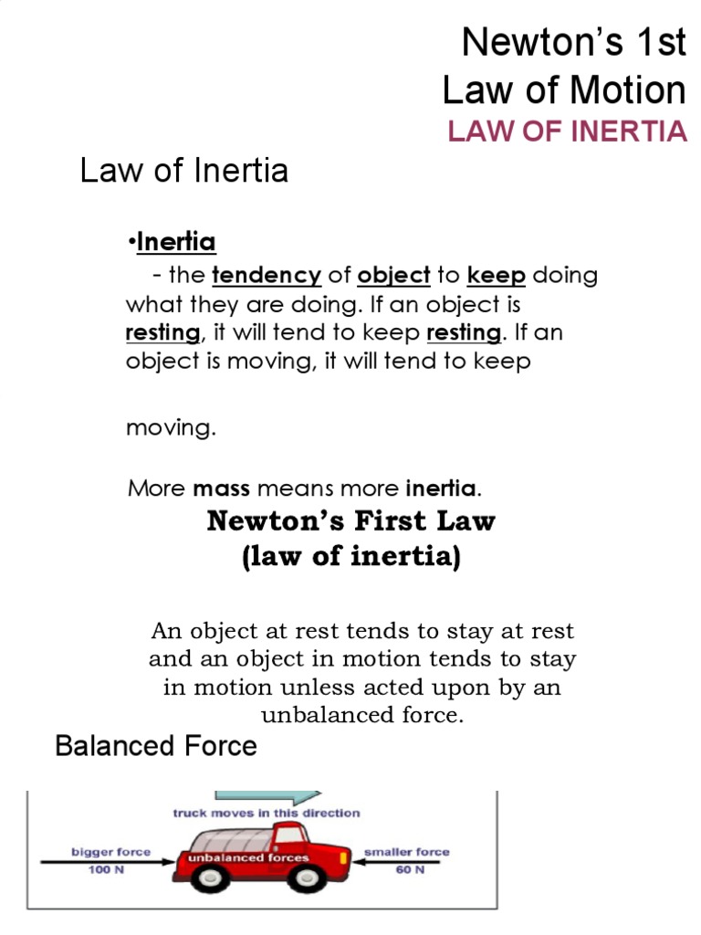 Newton's 1st Law of Motion | PDF | Force | Weight