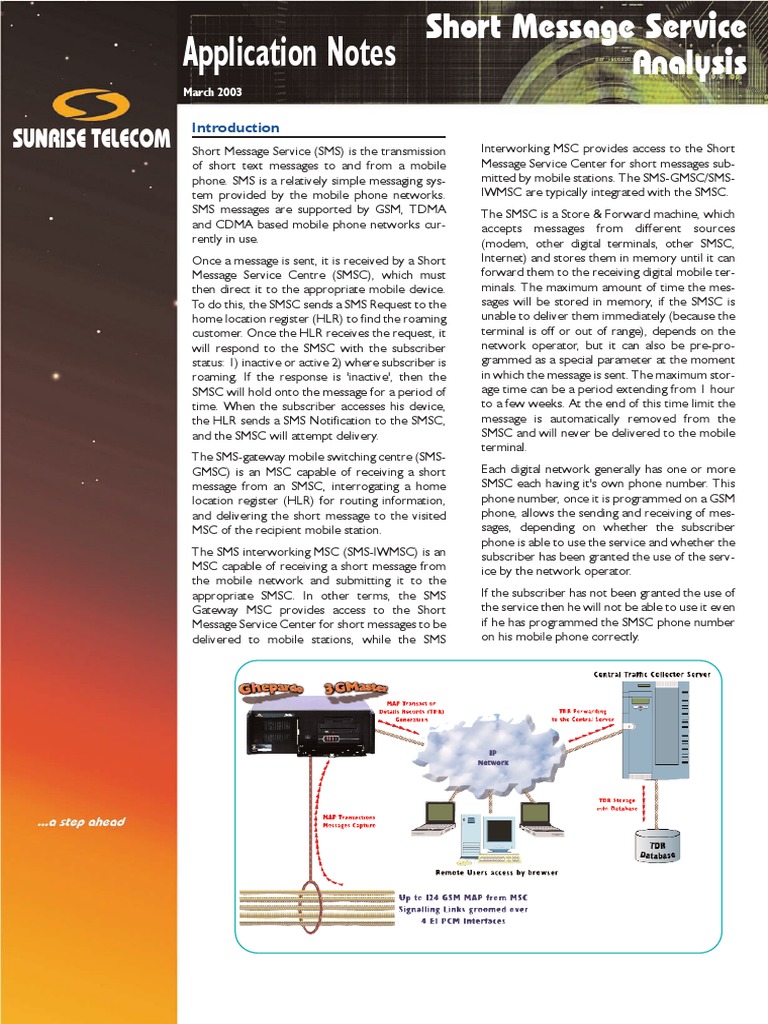 Sunrise Telecom SMS Application Note | PDF | Service Industries ...