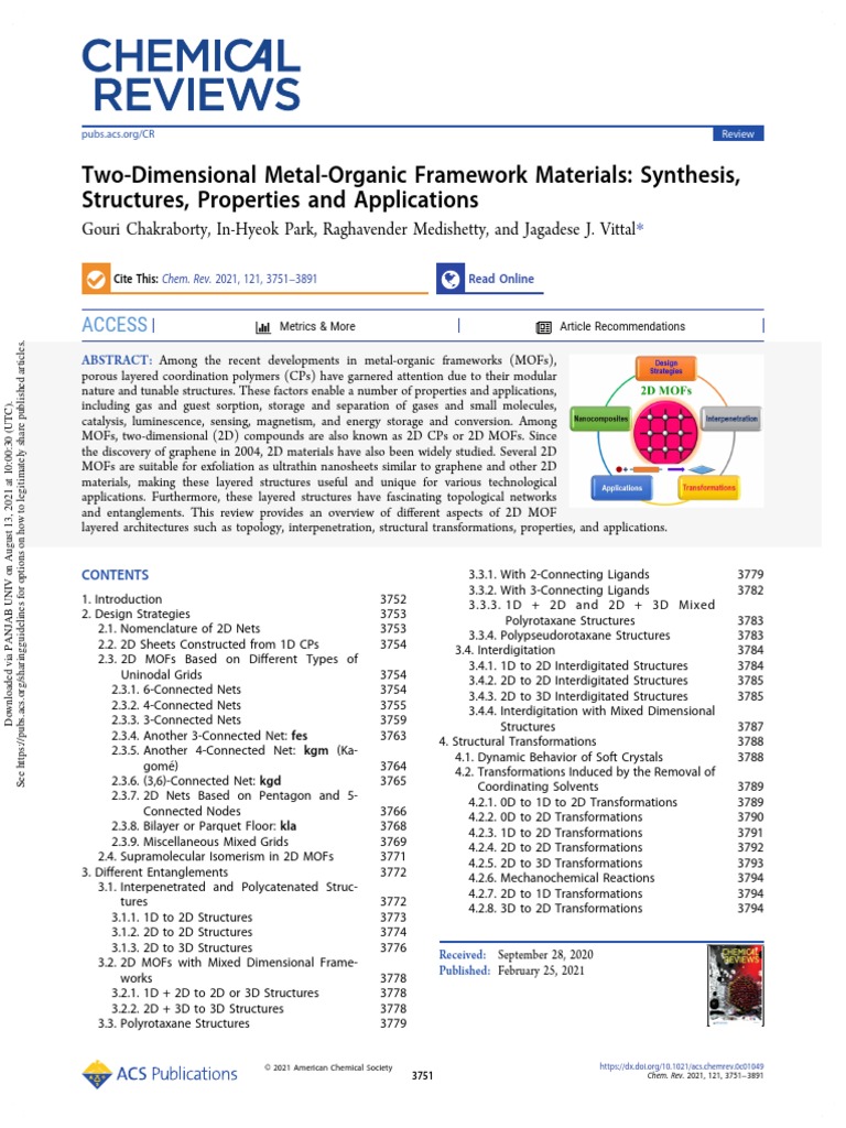 Two-Dimensional Metal-Organic Framework Materials | PDF | Coordination ...