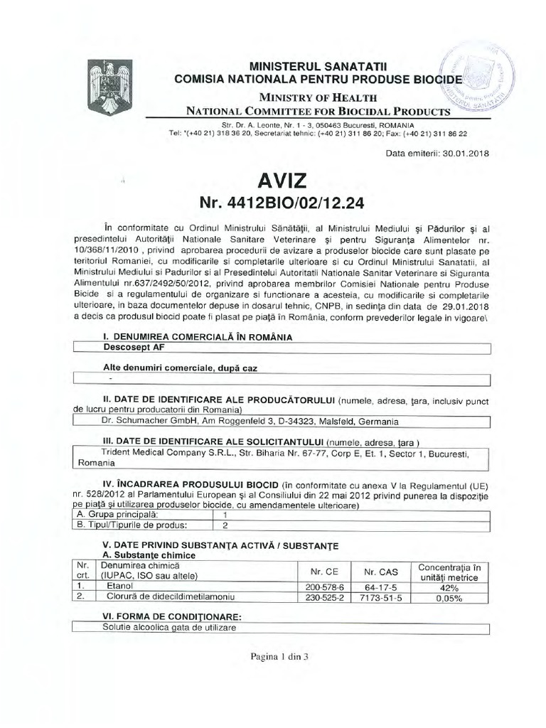 Aviz Descosept AF | PDF