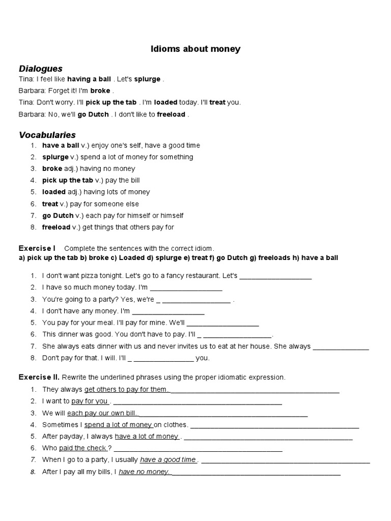 Idioms About Money | PDF