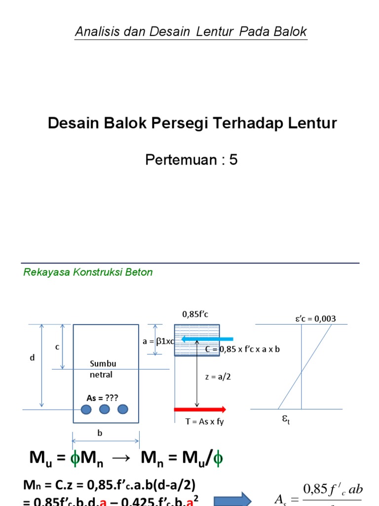 Desain Balok Beton Lentur 490 kN∙m | PDF