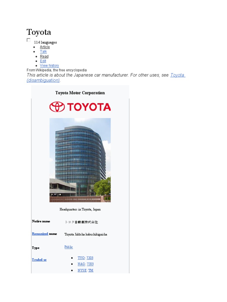 Toyota | PDF | Toyota | Transport