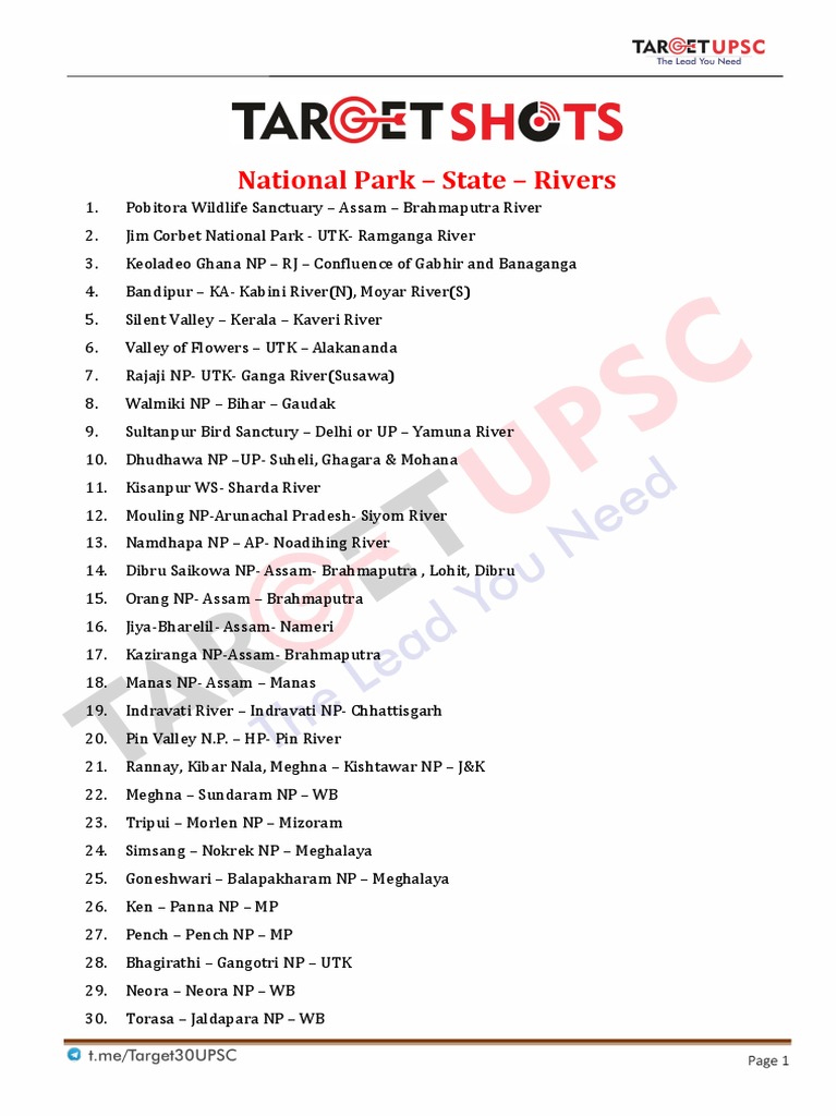 National Park - State - Rivers | PDF | Earth Sciences | Ecology