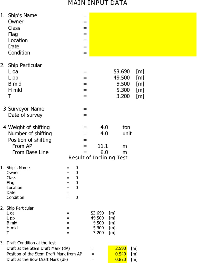 Light Ship Calculation | PDF