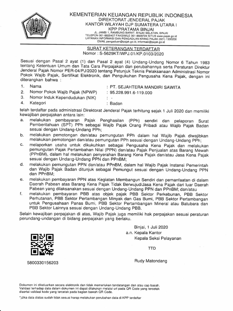 Surat Keterangan Terdaftar SKT | PDF