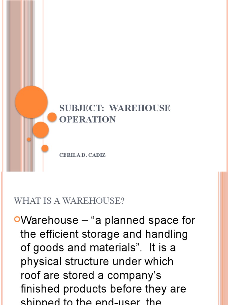 Warehouse Operations Module 1 | PDF | Warehouse | Dangerous Goods