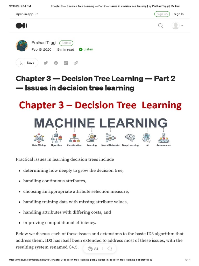 Issues in Decision Tree Learning | PDF | Statistical Classification | Machine Learning