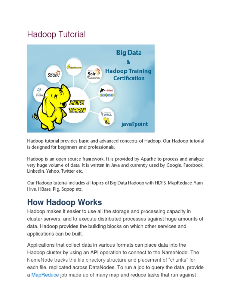 Hadoop Tutorial | PDF | Apache Hadoop | Software Hadoop Tutorial | PDF | Apache Hadoop | Software