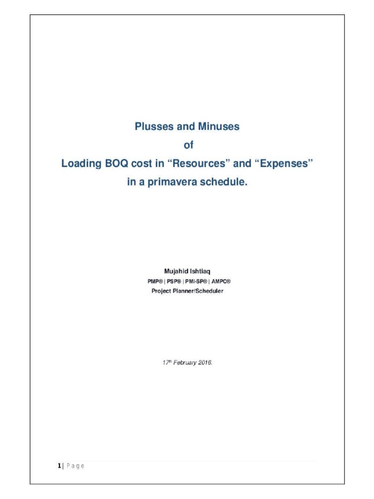 Cost Loading in Primavera P6 | PDF