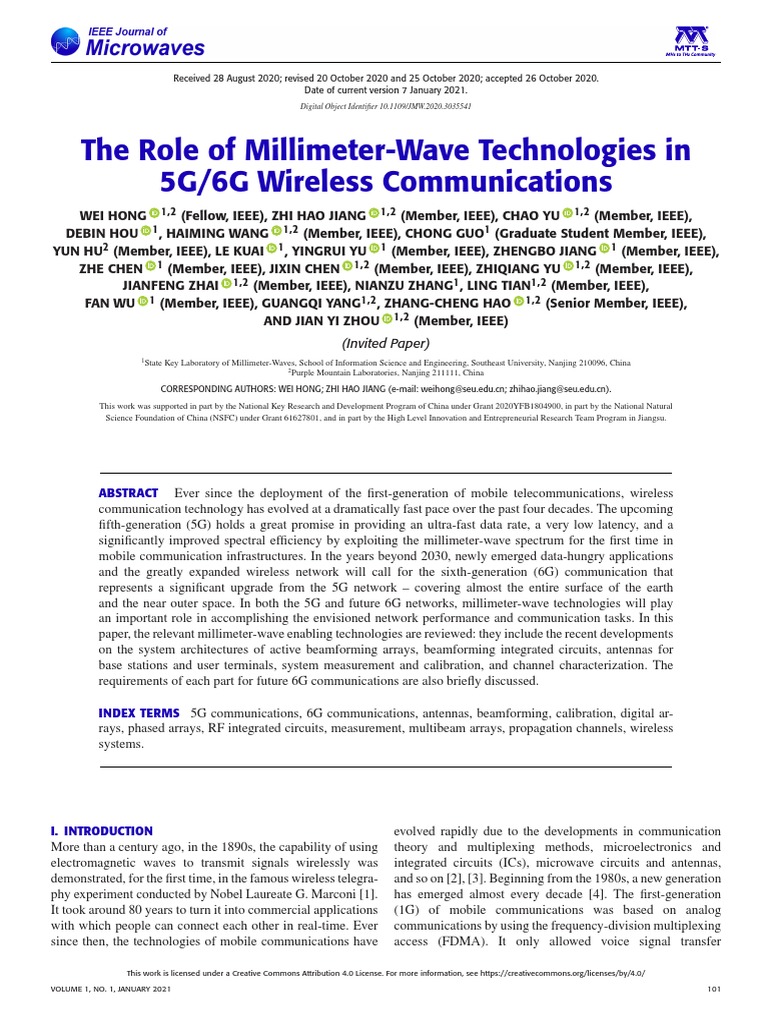 The Role of Millimeter-Wave Technologies in 5G 6G Wireless ...