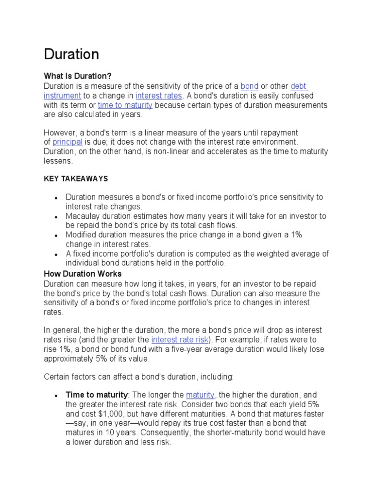 Duration | PDF | Bond Duration | Bonds (Finance)