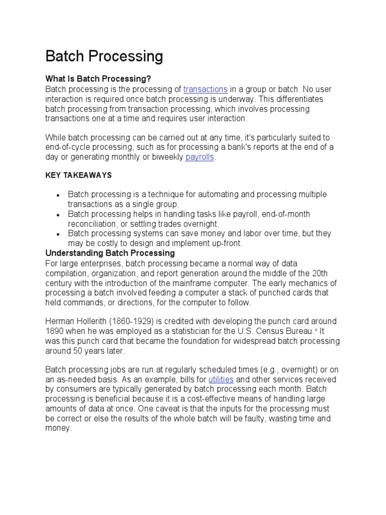 Batch Processing | PDF | Computing | Computer Science