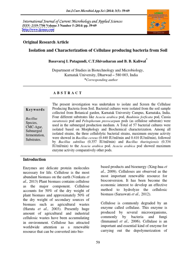 Bacterial Isolation and Characterization for Cellulase Production | PDF | Bacillus | Cellulose