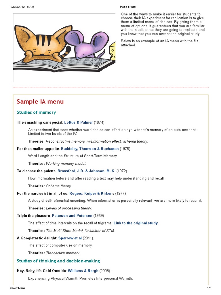 Ia 1 | PDF | Memory | Behavioural Sciences