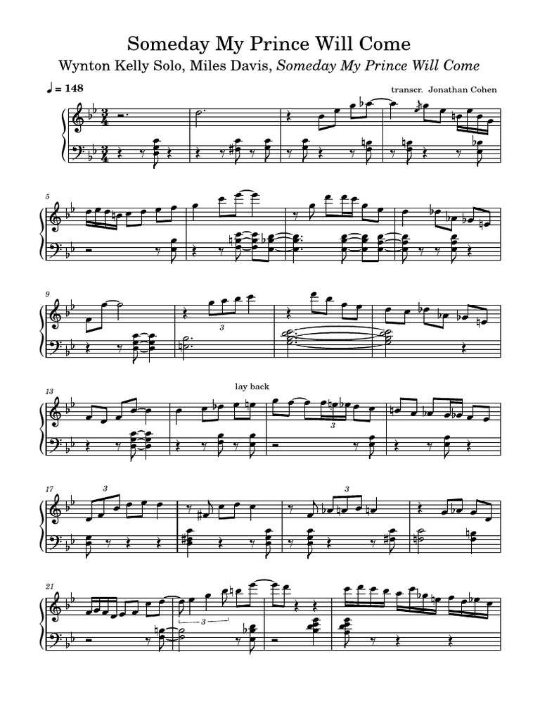 Wynton Kelly's "Someday My Prince" Transcription | PDF | Albums ...