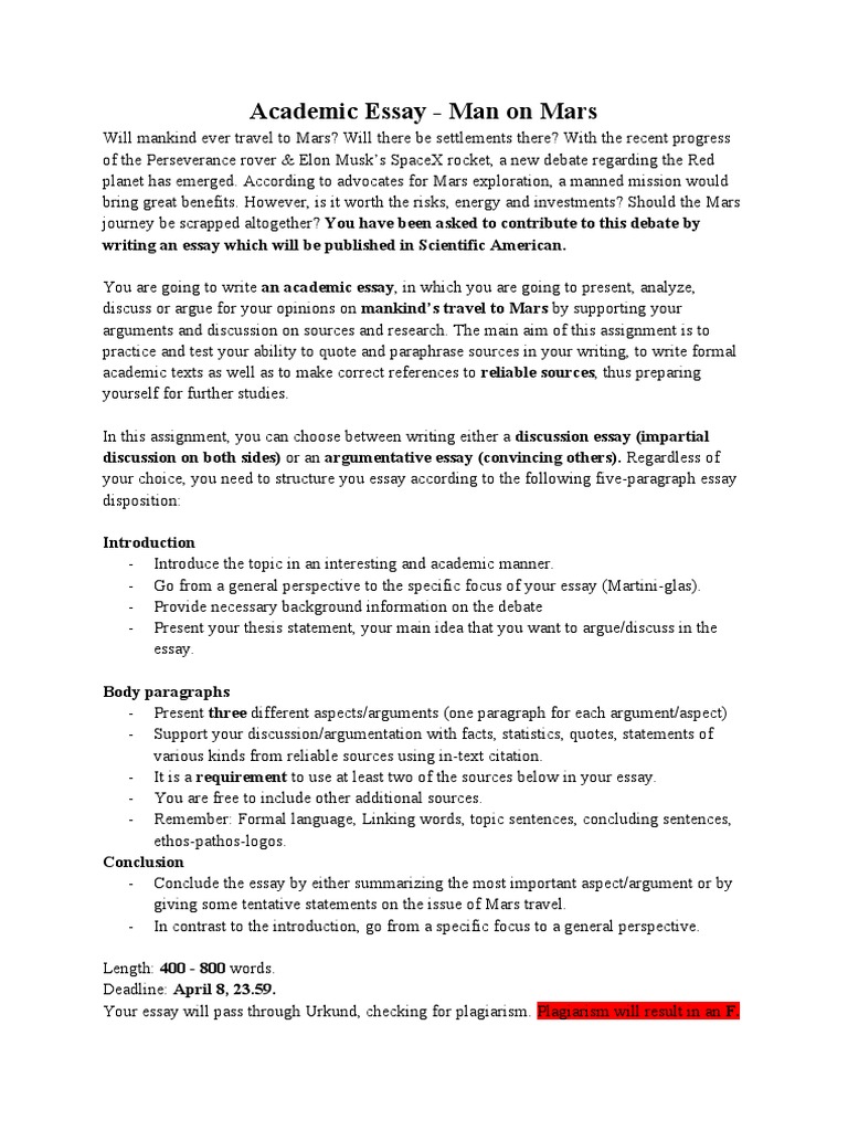 Exploring Mankind's Journey to Mars | PDF | Essays | Mars