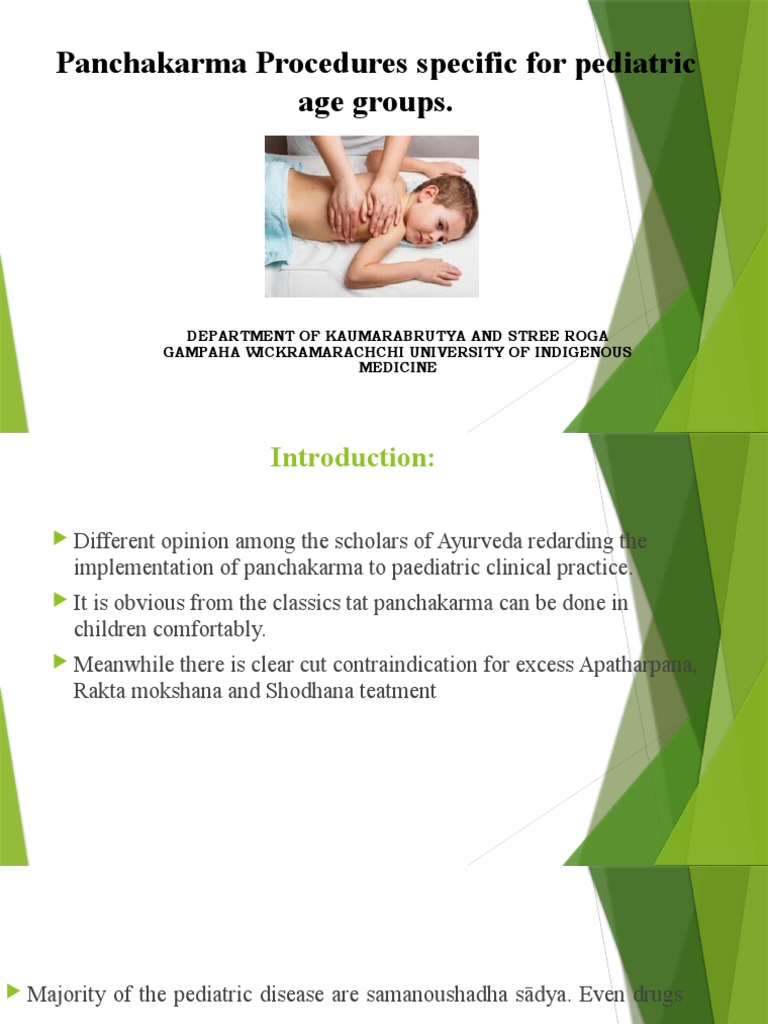 Pediatric Panchakarma Guide | PDF | Ayurveda | Clinical Medicine