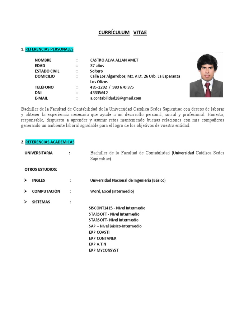 Modelo Curriculum | PDF | Contabilidad | Estado financiero