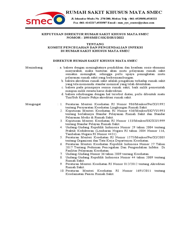 Komite PPI RS Mata SMEC Medan | PDF