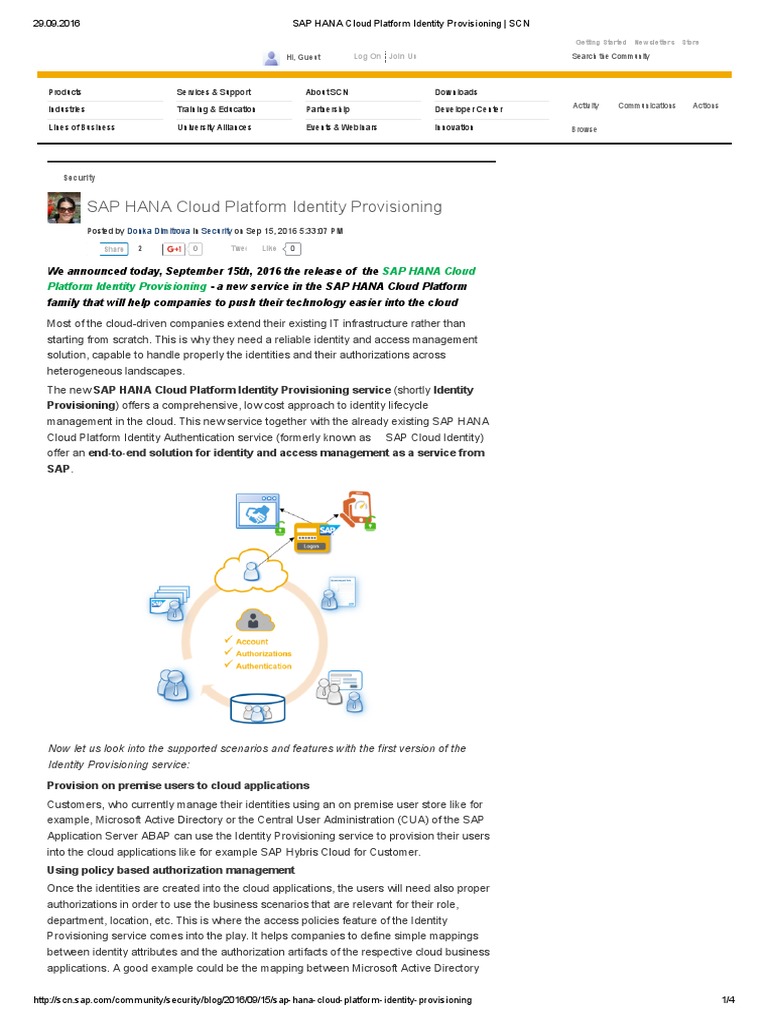 SAP HANA Cloud Platform Identity Provisioning - SCN | PDF | Cloud Computing | Authentication