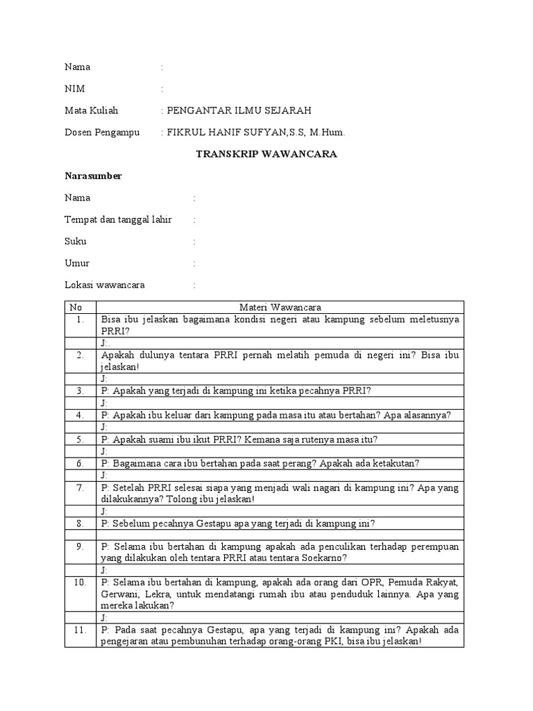 Transkrip Wawancara | PDF