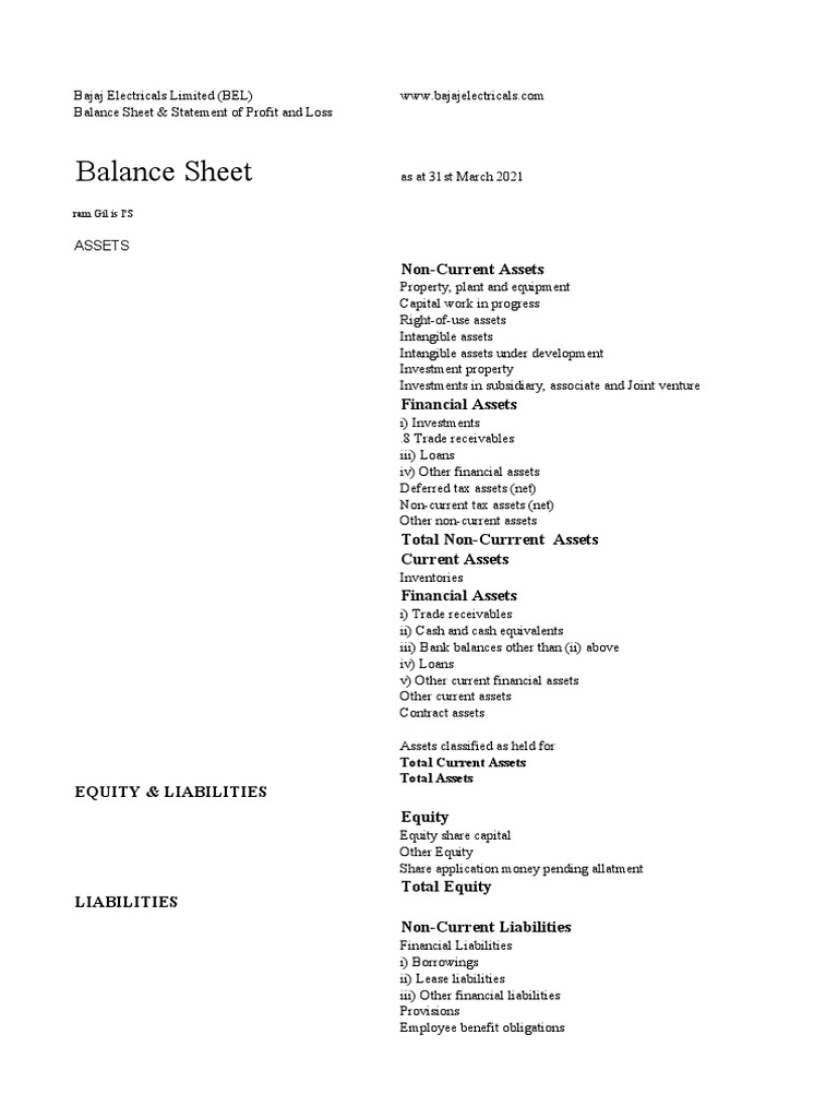 Bajaj BS Assignment | PDF | Equity (Finance) | Balance Sheet