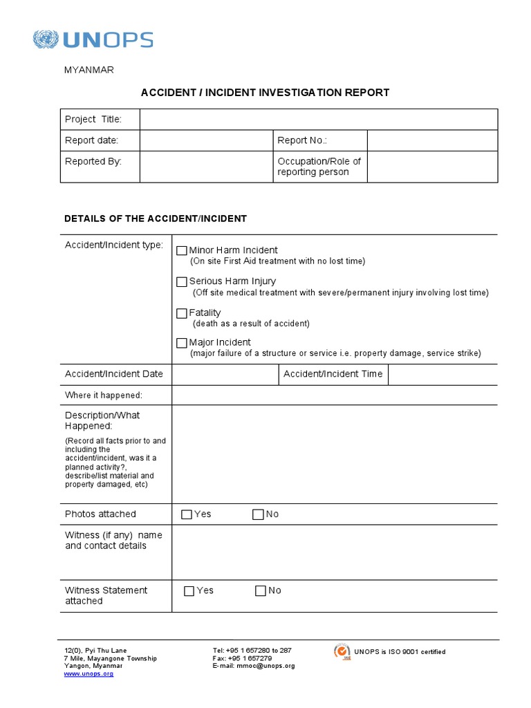 Accident Incident Investigaton Report | PDF | Safety | Occupational ...