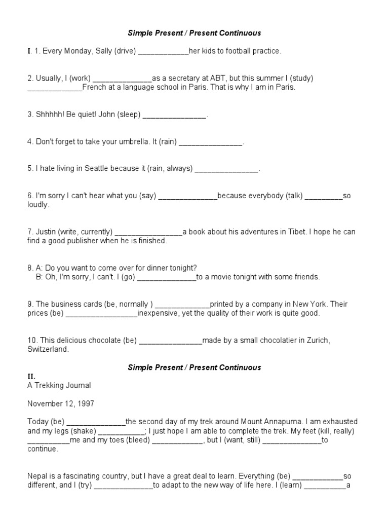 Present Simple vs. Present Continuous | PDF