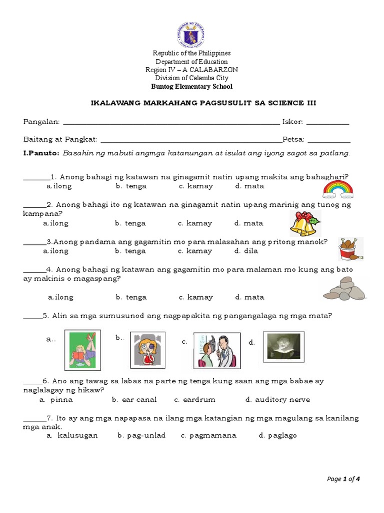 Second Quarter Exam - Science 3 | PDF