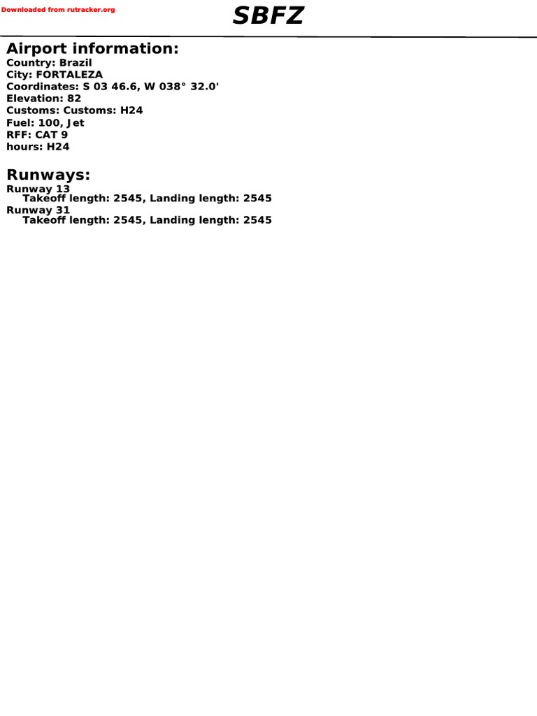 SBFZ Fortaleza | PDF | Runway | Aircraft