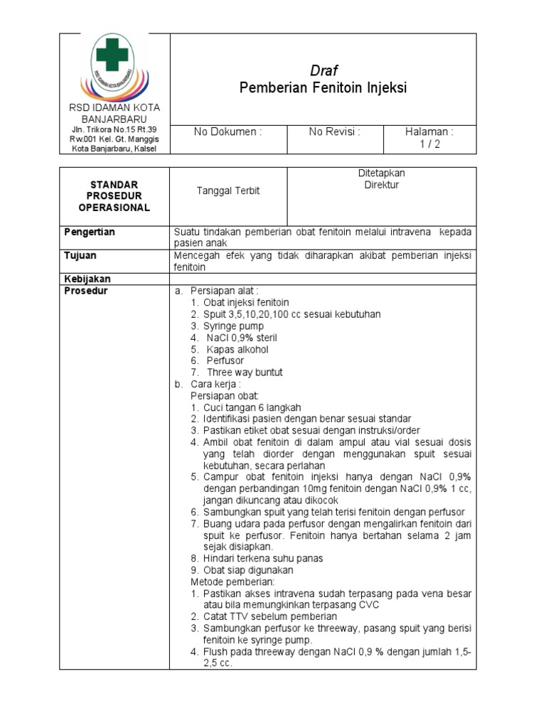 SPO Injeksi Phenitoin | PDF