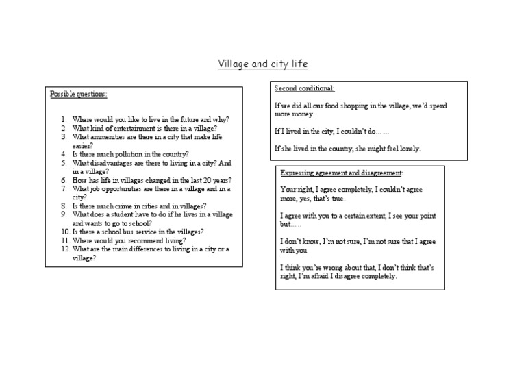 Vocabulary Village and City Life | PDF