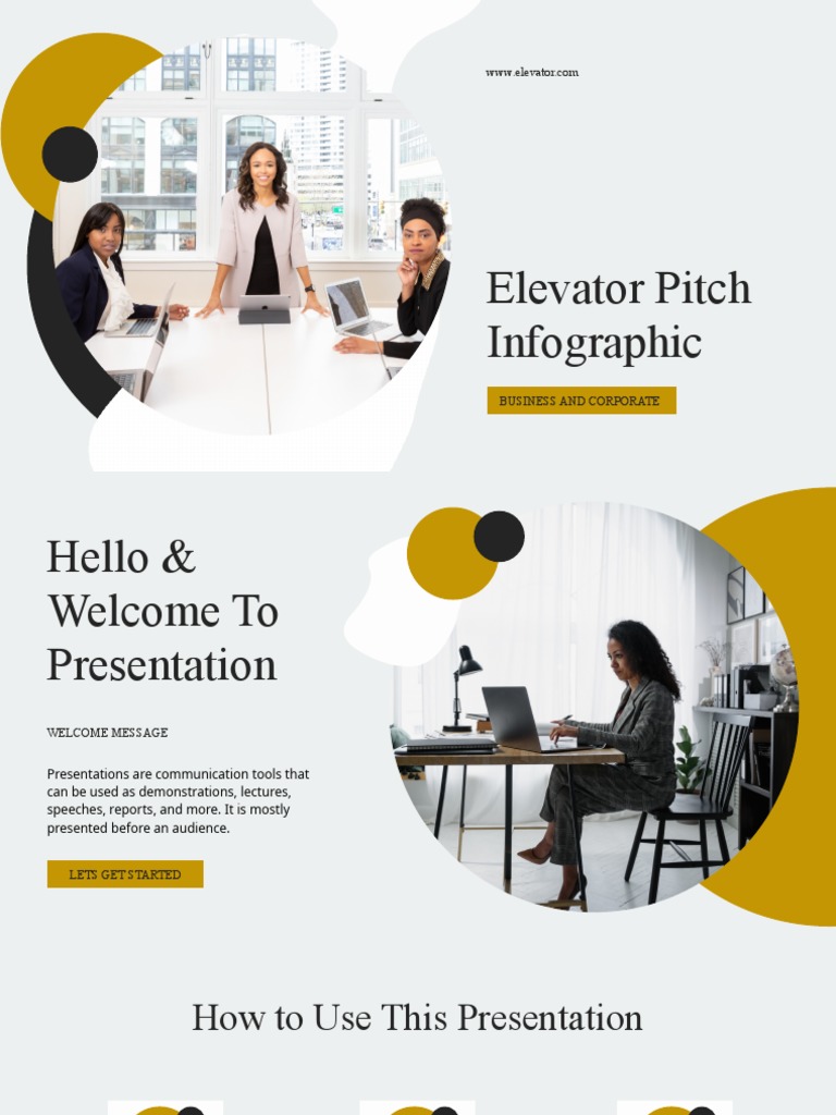 Gold and Grey Elevator Pitch Infographic | PDF | Microsoft Power Point ...