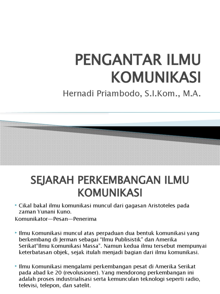 Pengantar Ilmu Komunikasi | PDF
