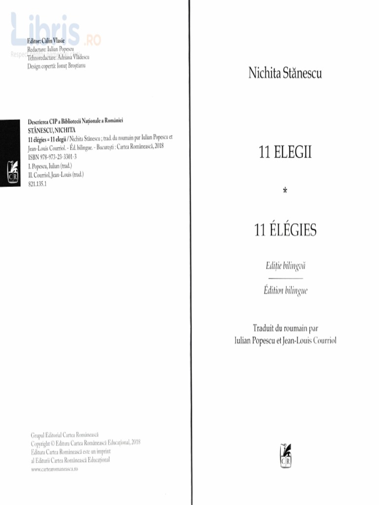 11 Elegii. 11 Elegies - Nichita Stanescu | PDF
